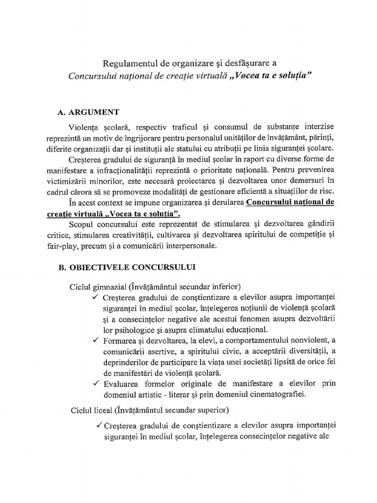 Regulament Concurs | PDF