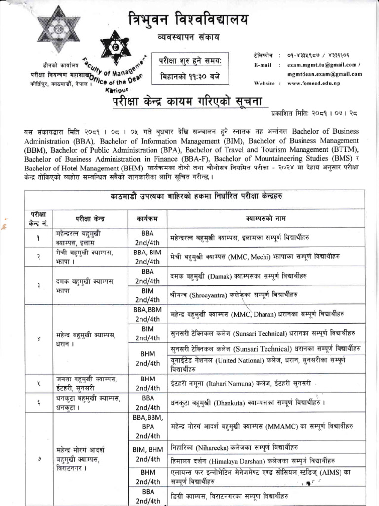 Center For Bachelor 2nd and 4th Sem 2024 | PDF