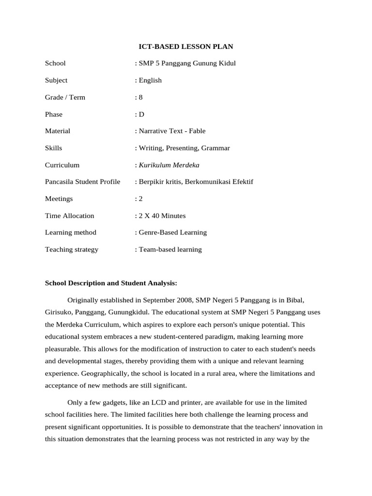 Lesson Plan | PDF | Narrative | Educational Technology