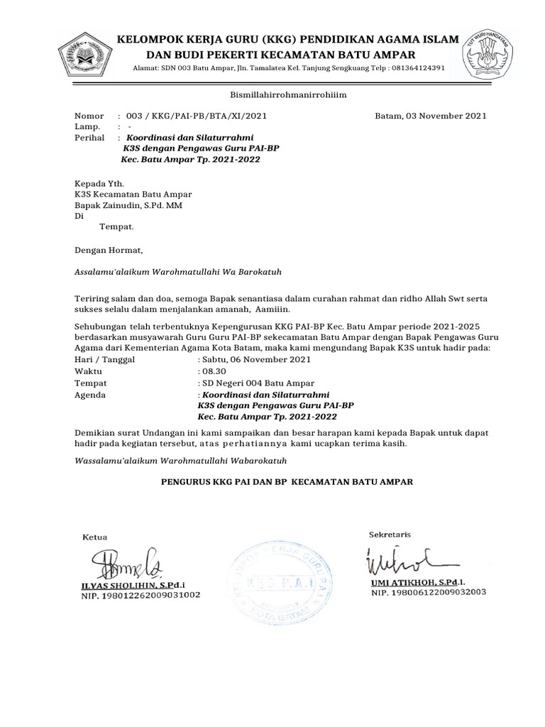 Surat Undangan Buat K3S | PDF