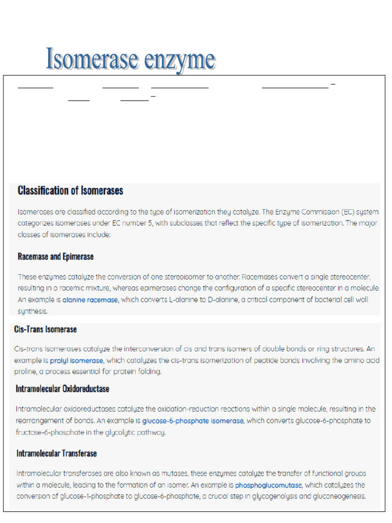 Isomerase | PDF | Alanine | Enzyme