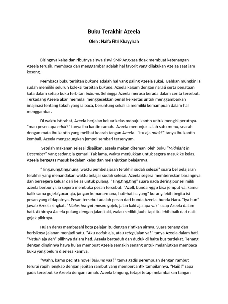 Persahabatan Azeela dan Kalisa | PDF