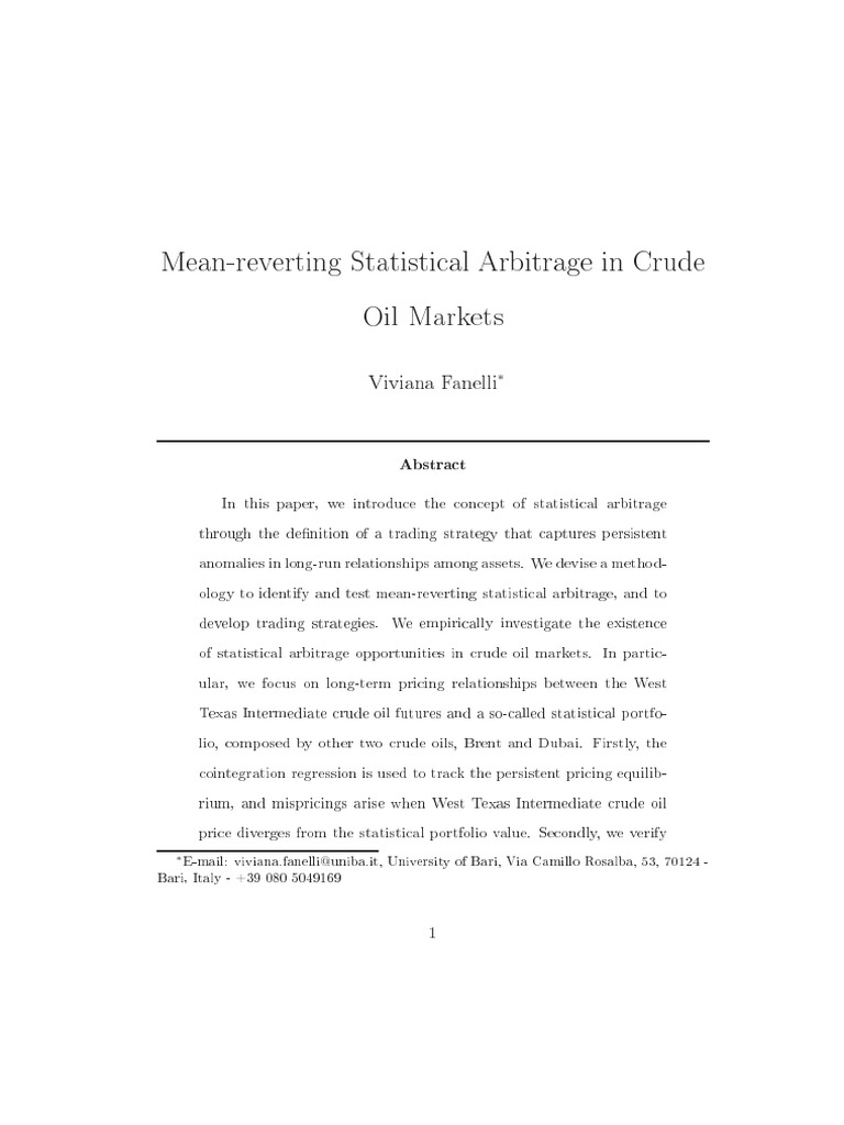 Arbitrage Strategies Paper | PDF | West Texas Intermediate | Private Sector