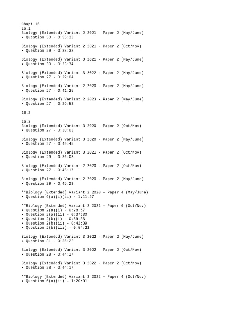 Bio Questions C16-Section | PDF