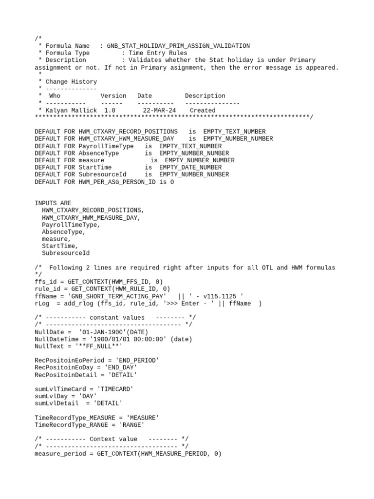 Holiday Prim Assign Validation | PDF | Parameter (Computer Programming) | Computer Programming