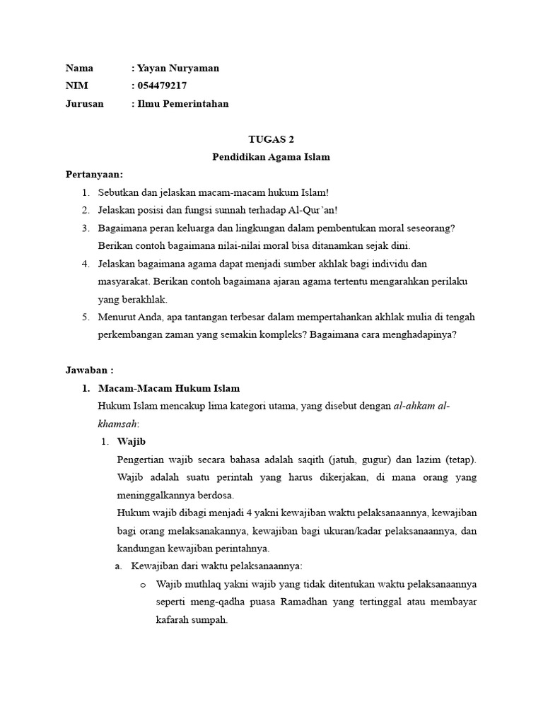 Tugas 2 Pendidikan Agama Islam | PDF