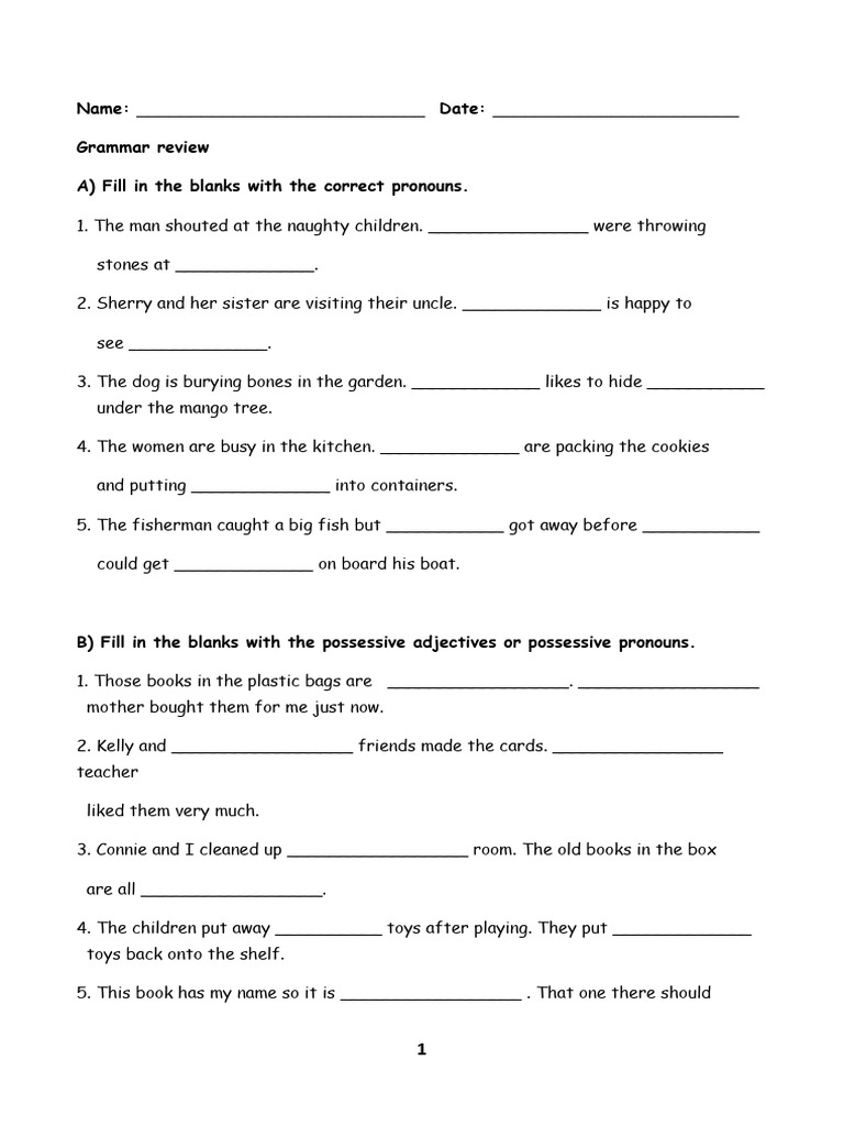 Pronoun and Conjunction Grammar Exercises | PDF