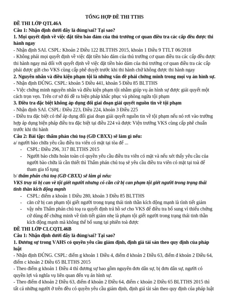 TỔNG HỢP ĐỀ THI TTHS | PDF