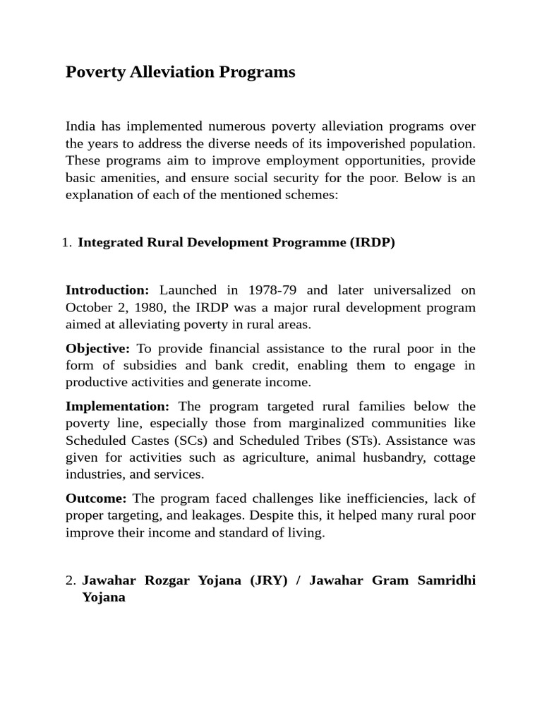Poverty Alleviation Programs | PDF | Financial Inclusion | Poverty