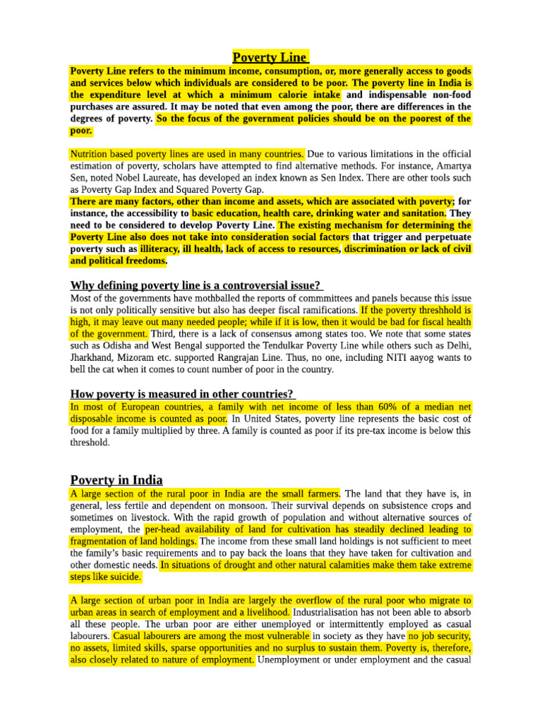 Poverty Line | PDF