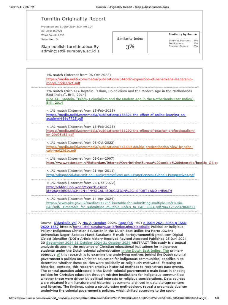 Turnitin - Originality Report - Siap Publish Turnitin | PDF