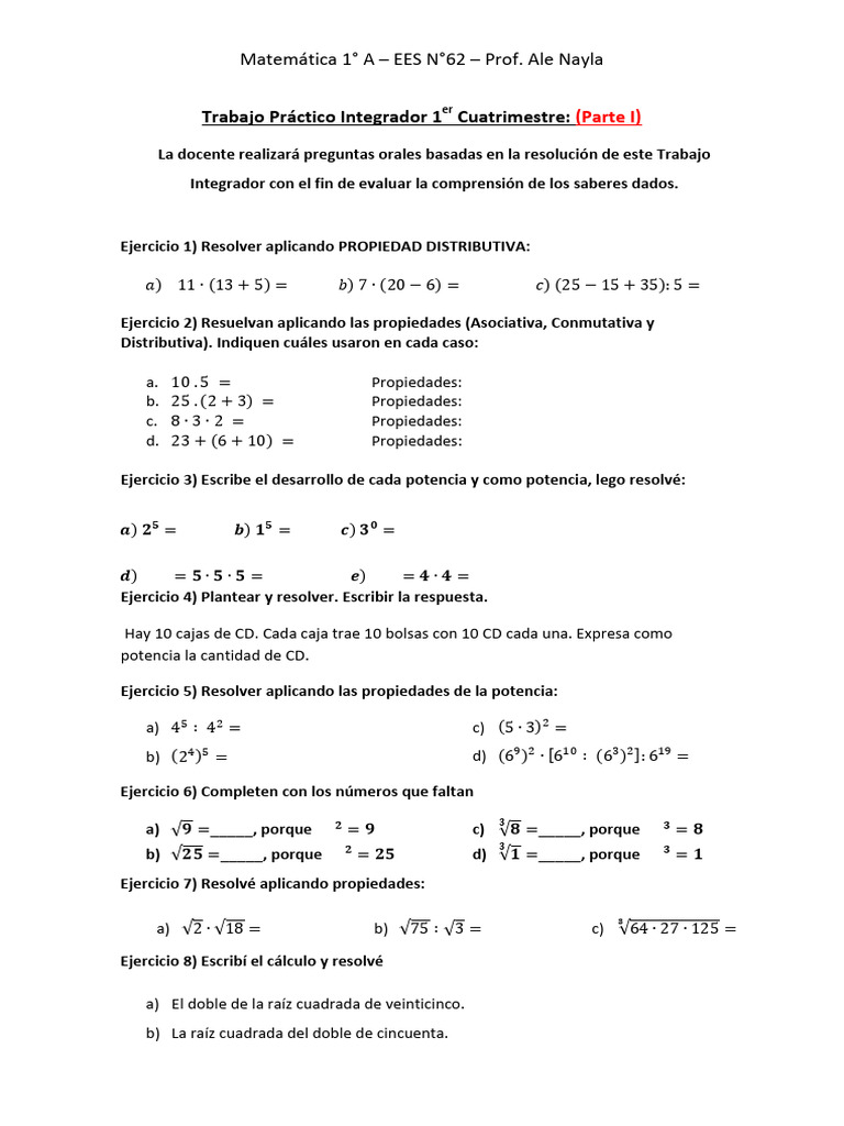 Trabajo Integrador 1er Cuatrimestre (Parte I) | PDF