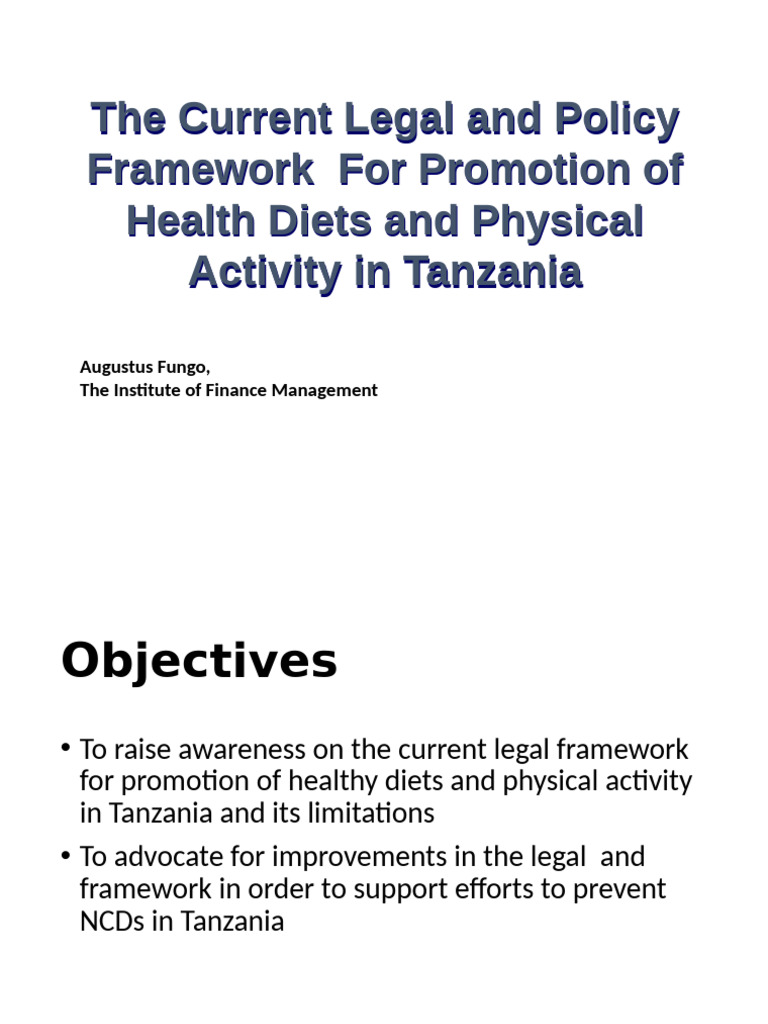 The Current Legal and Policy Framework For NCDs in Tanzania (MARCH 2024 ...