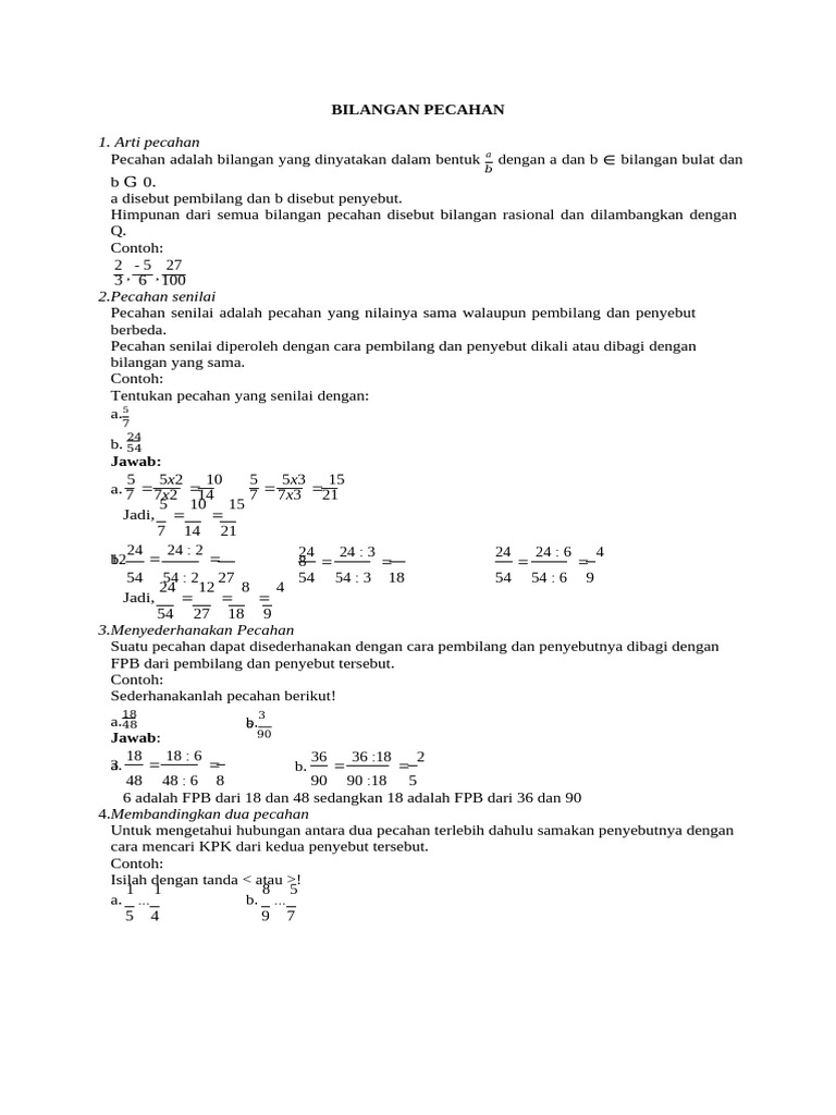 Bilangan Pecahan | PDF