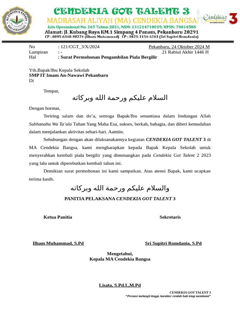 Berkas 5 - SPH - Penjemputan Piala | PDF | Agama & Spiritualitas