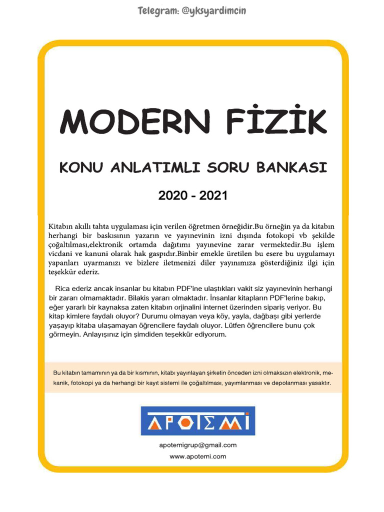 Apotemi Yayınları - AYT Fizik - Modern Fizik | PDF