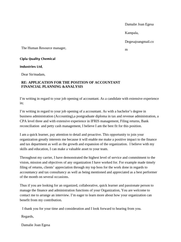 Cover Letter - Action Aid | PDF