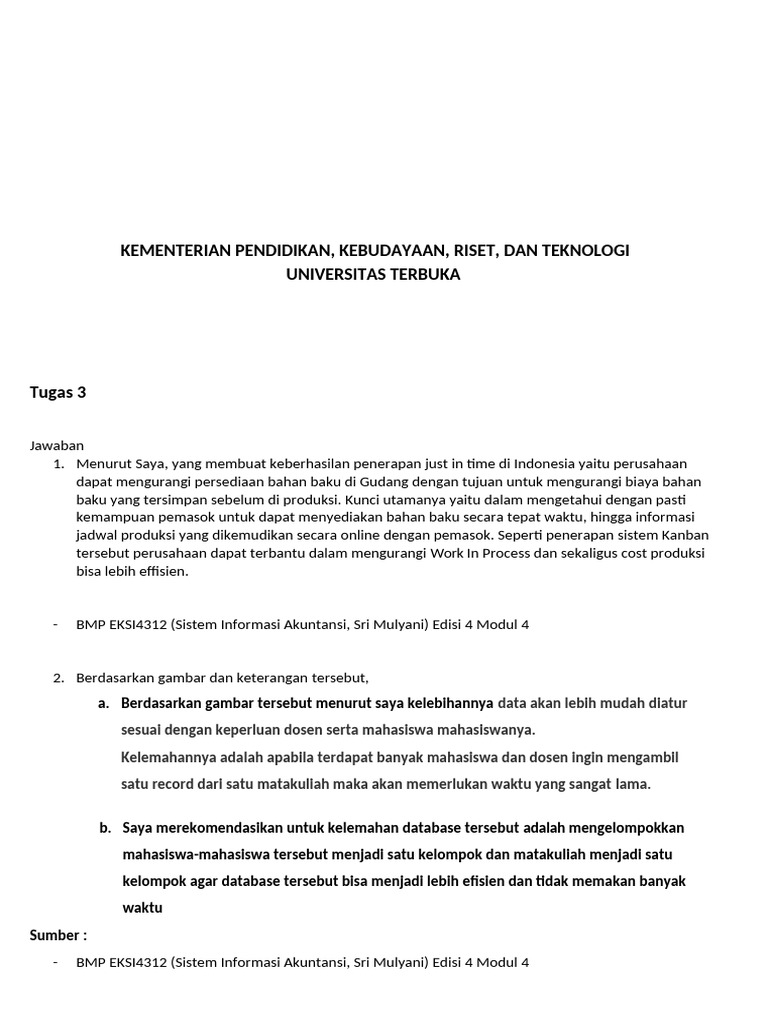 BJT - Tugas 3 (Sistem Informasi Akuntansi) | PDF