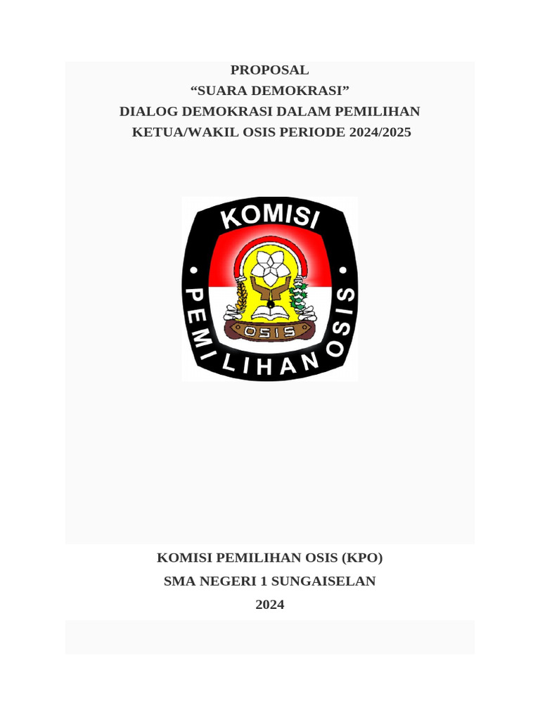 Contoh Proposal Pemilihan Ketua Dan Wakil Ketua Osis | PDF