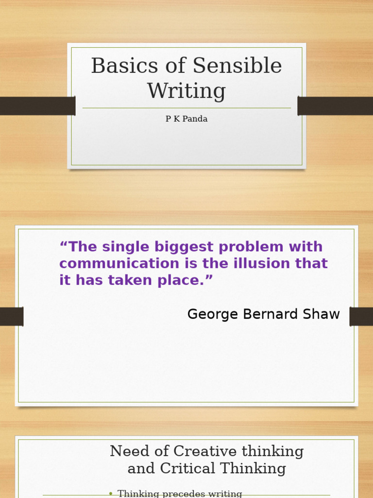 Lect-4 Basics of Sensible Writing | PDF | Word | Cognition