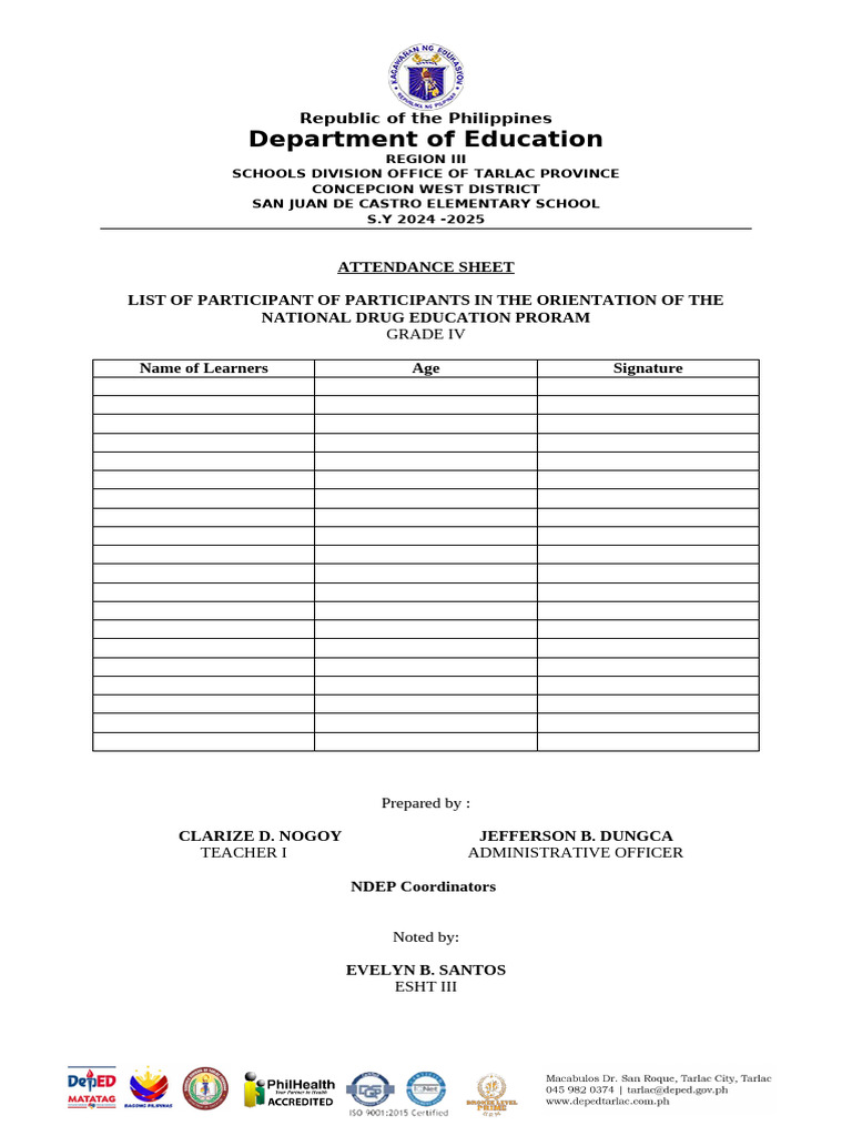 Attendance Ndep 456 | PDF | Philippines | Public Administration