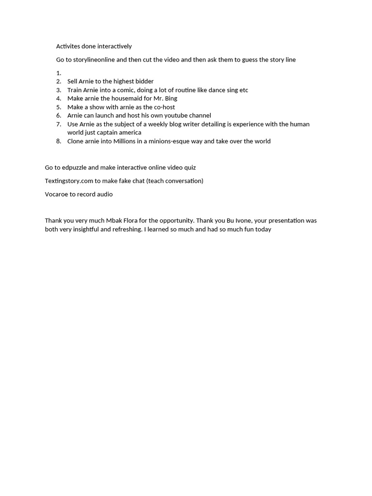 Activites Done Interactively | PDF Activites Done Interactively | PDF