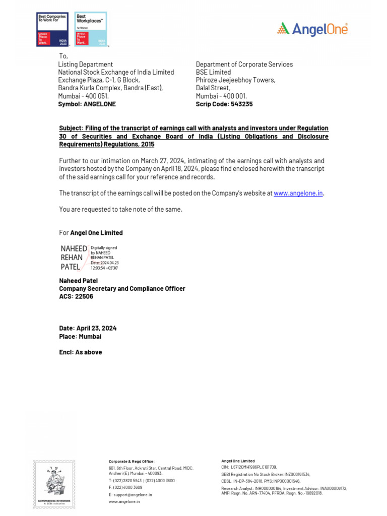 Naheed Rehan Patel: WWW - Angelone.in | PDF | Revenue | Business Economics