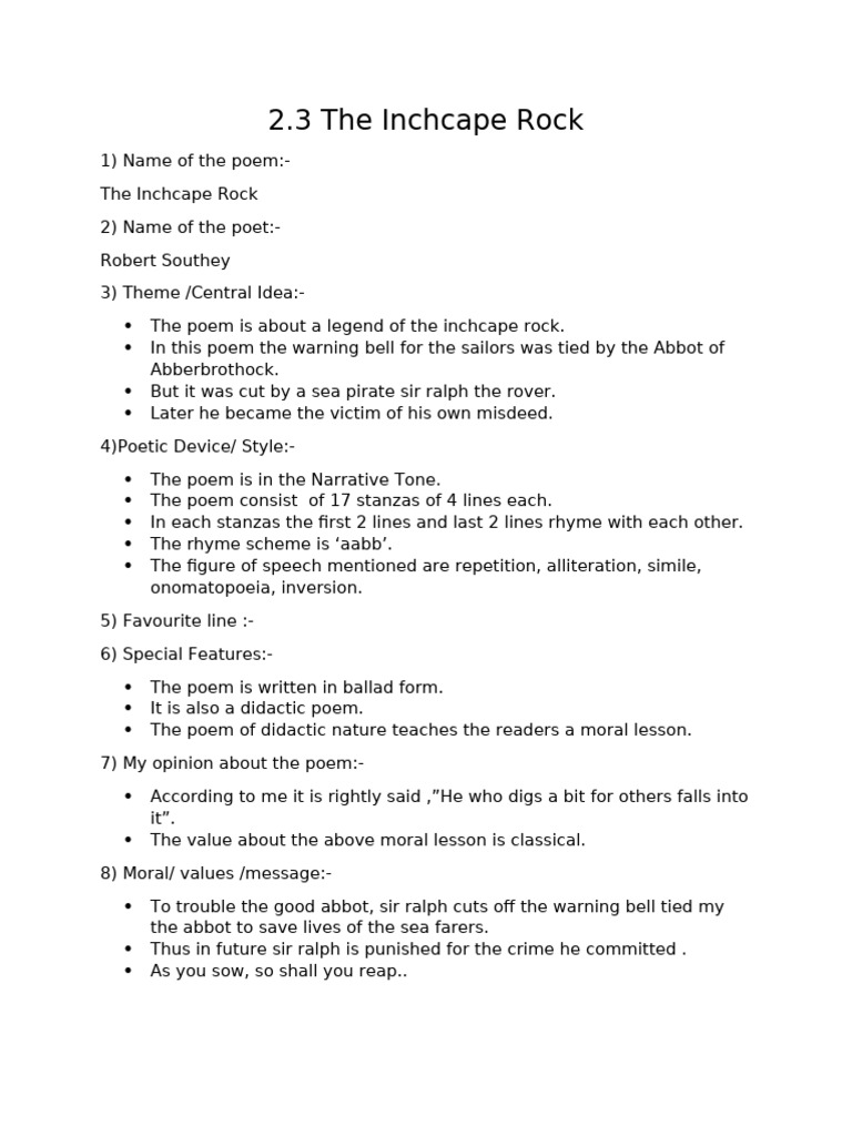 2.3 The Inchcape Rock | PDF | Art | Poetry