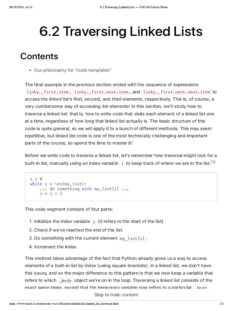 62 Traversing Linked Lists Csc148 Course Notes Pdf Computer 8380