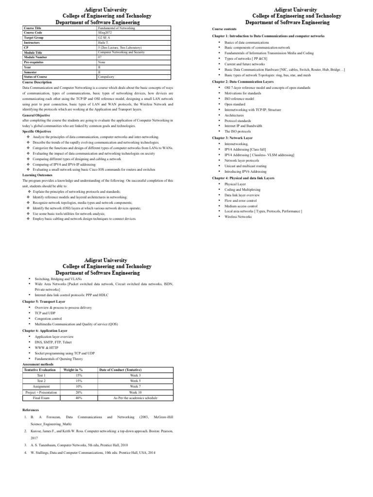Outlines | PDF | Computer Network | Osi Model