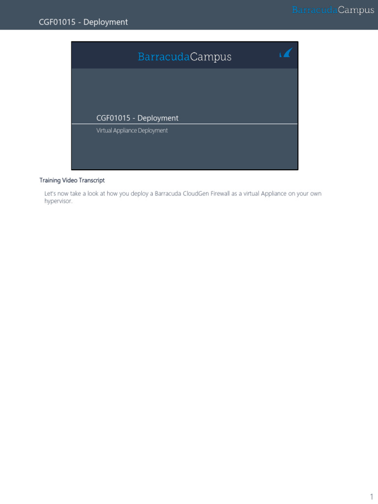 005 Cgf01015-Virtual Appliance Deployment - Student Guide | PDF | Firewall (Computing) | System ...