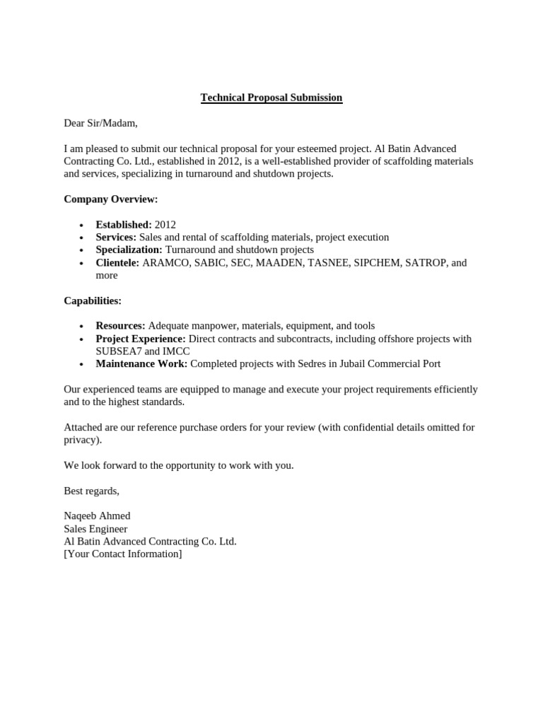 Technical Proposal Submission | PDF | Technology & Engineering