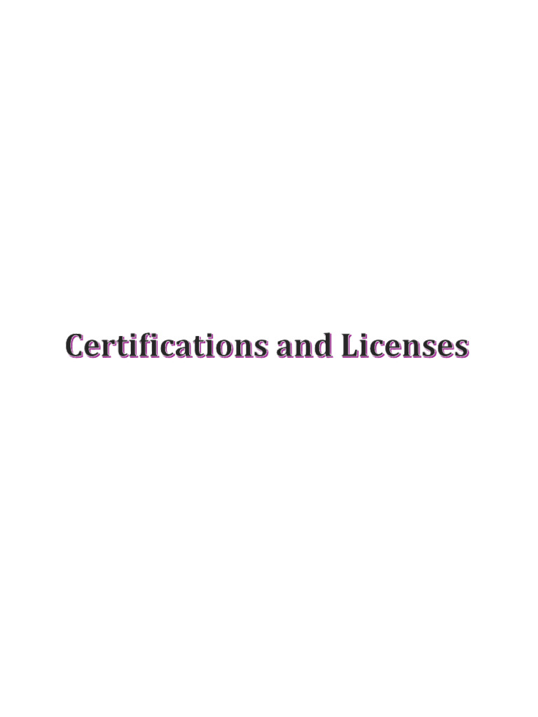 Certifications and Licenses | PDF