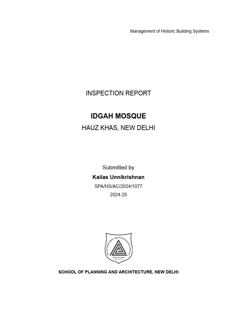 Insp Rep. Idgah - Kailas Draft 1 | PDF | Architectural Elements