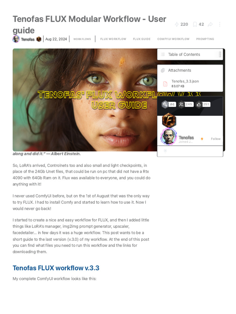 Tenofas FLUX Modular Workflow - User Guide - Civitai | PDF | Computing