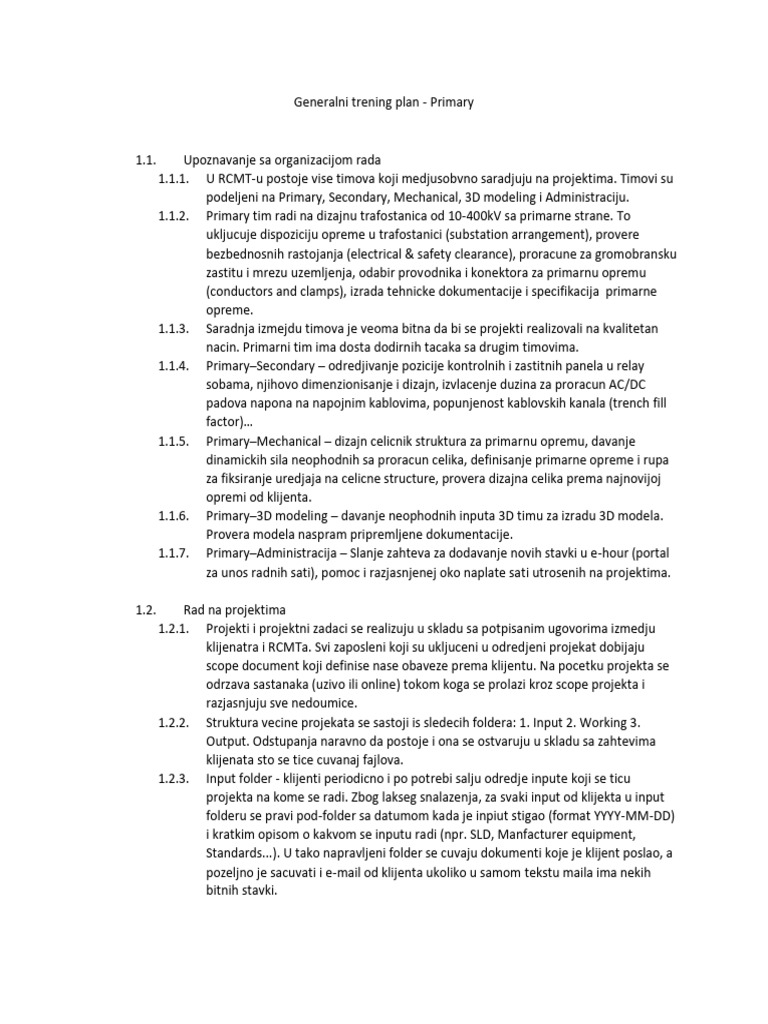 Generalni Trening Plan - Primary 2 1 | PDF