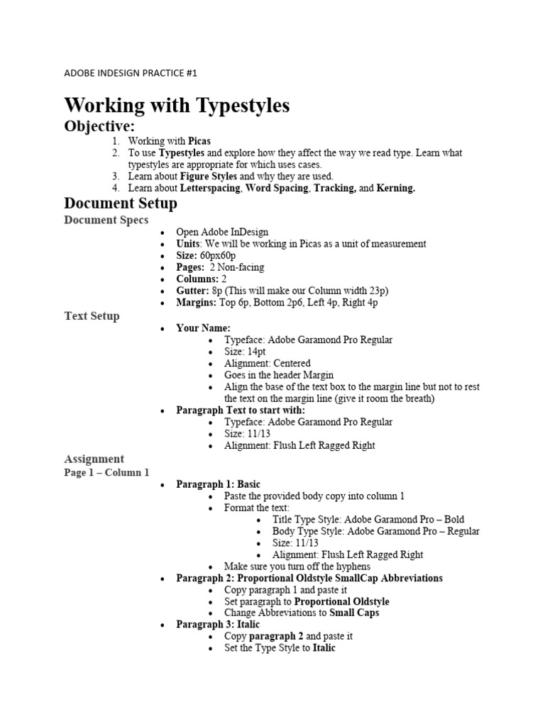 Adobe Indesign Practice 1 | PDF | Typography | Text