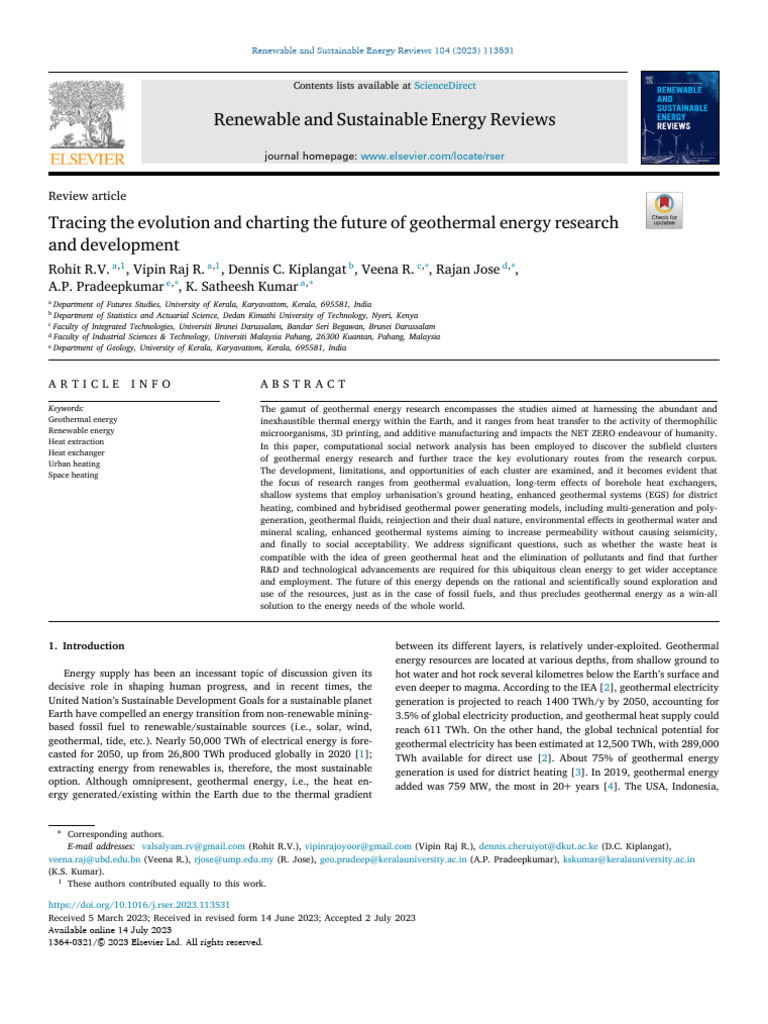 Tracing The Evolution and Charting The Future of Geothermal Energy Research and Development ...
