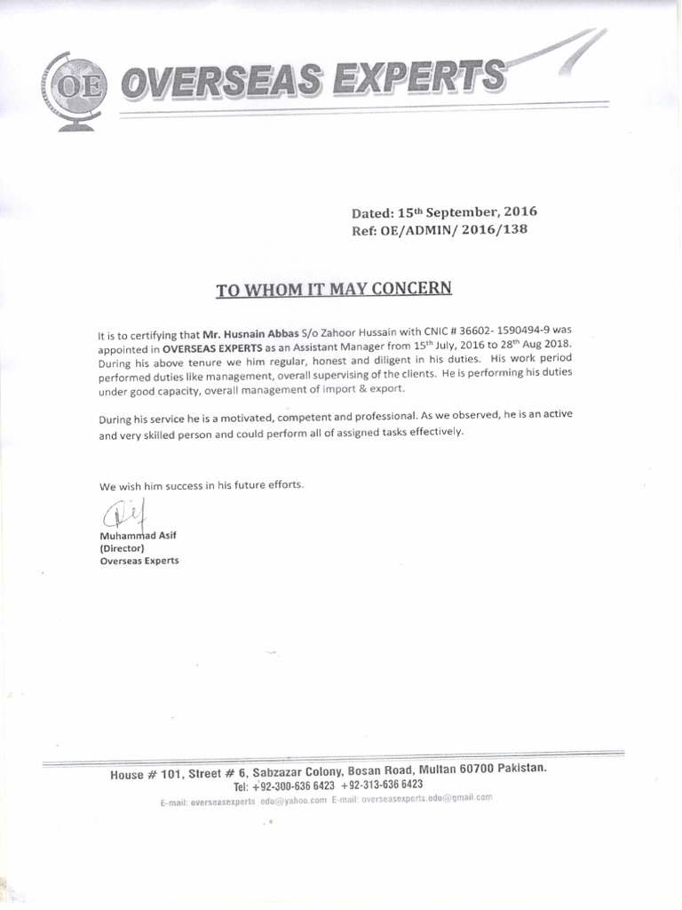 Experience Letter | PDF