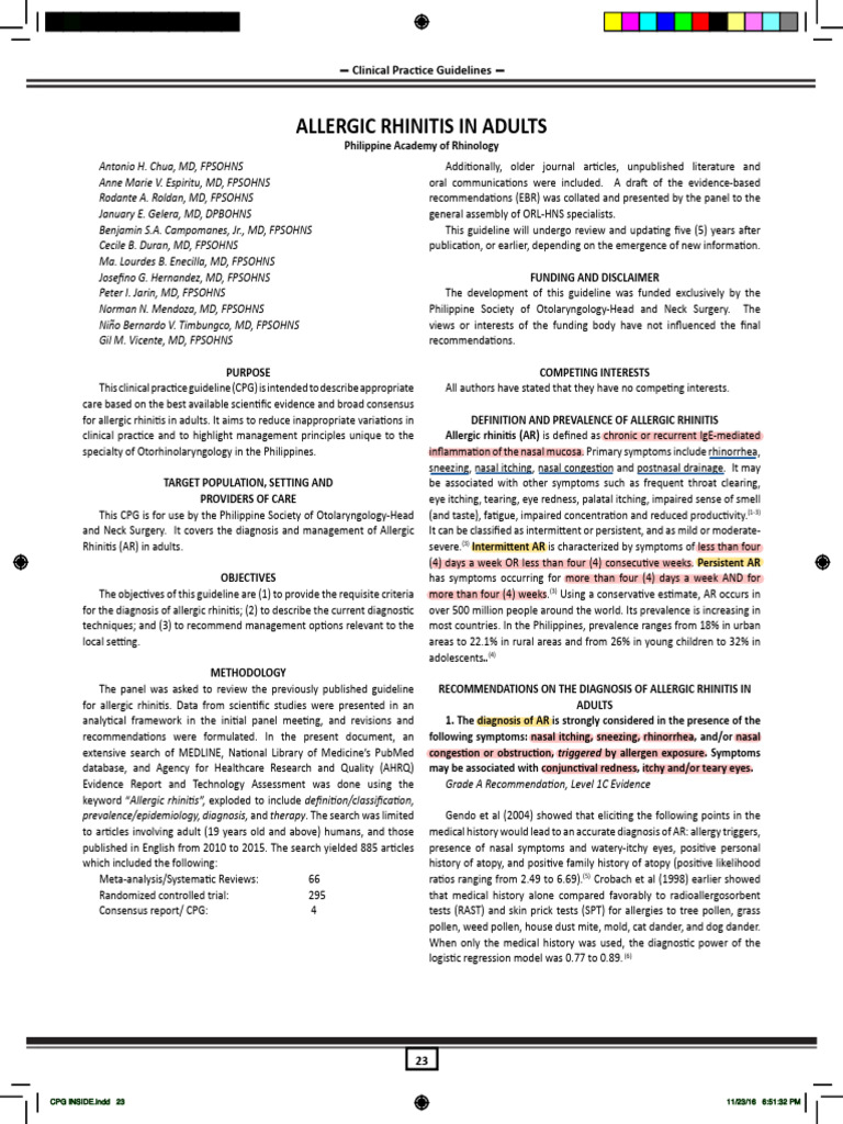 Allergic Rhinitis Guidelines | PDF | Allergy | Allergen