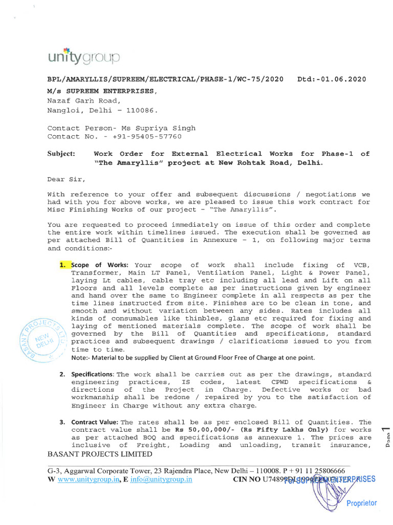 Supreem Work Order | PDF