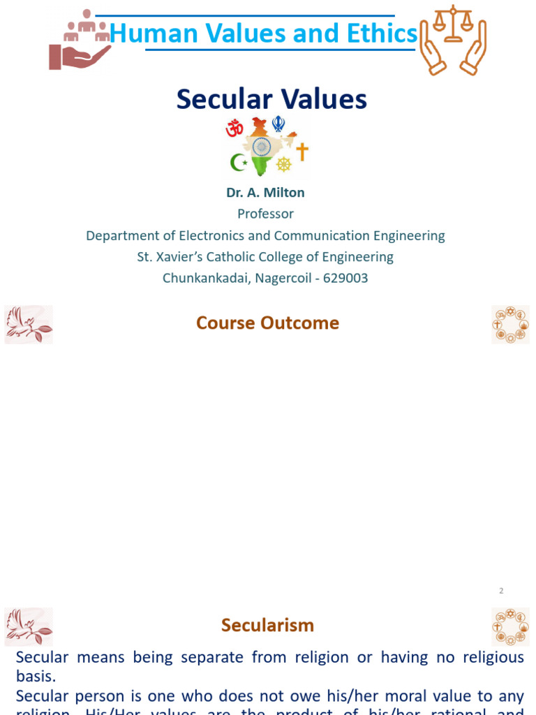 Unit-II Secular Values | PDF | Secularism | Discrimination