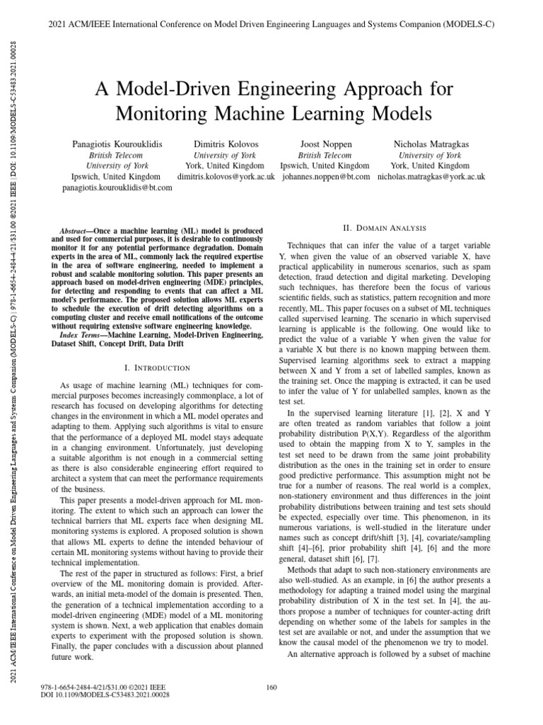 A Model-Driven Engineering Approach For Monitoring Machine Learning ...