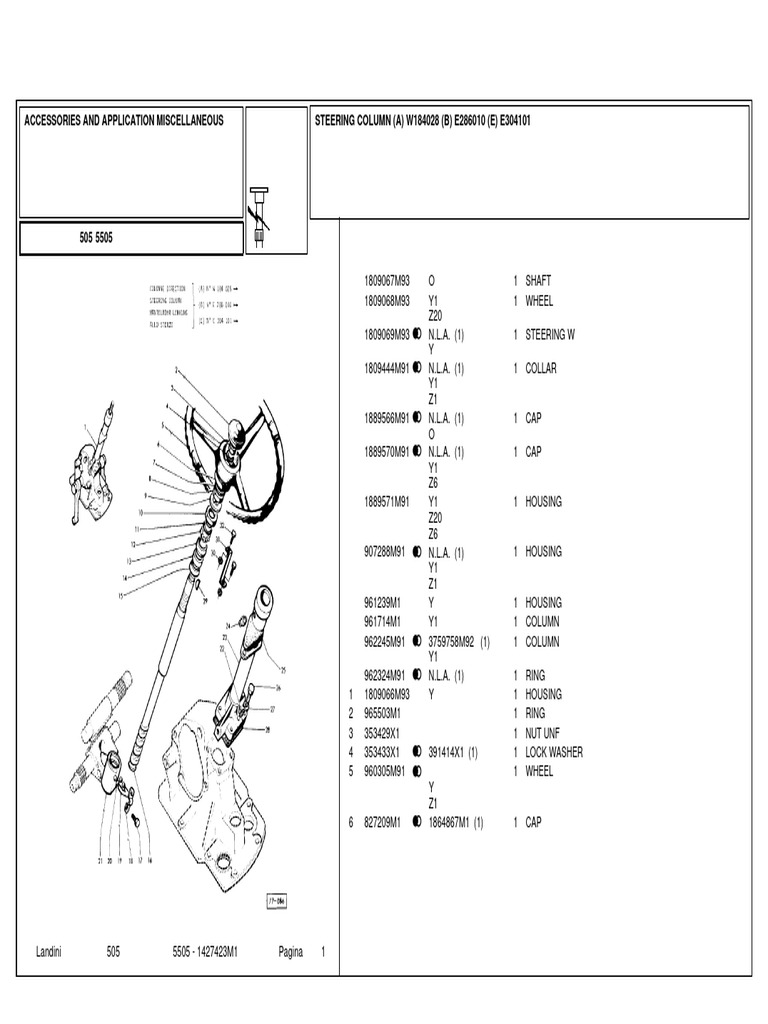 Landini 5505 Parts Catalog Overview | PDF | Axle | Screw