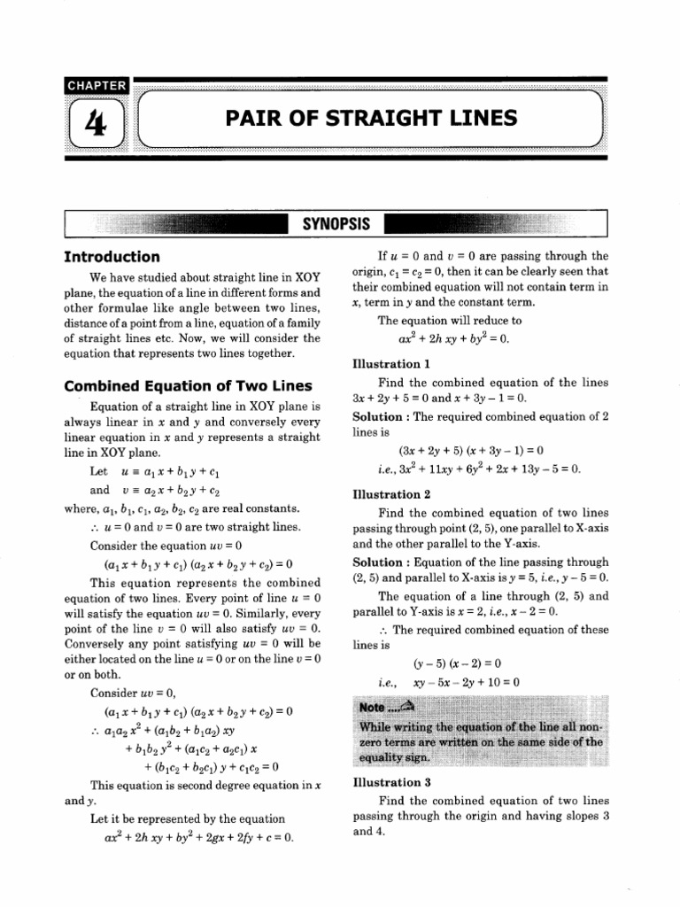 MHT-CET SET 1 Solutions (Pair of Straight Lines) | PDF | Line (Geometry) | Slope