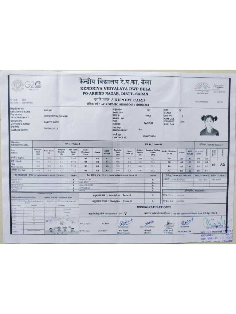 Class 4 Marksheet | PDF