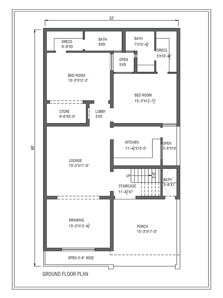 Ground Floor Plan (32x60) | PDF
