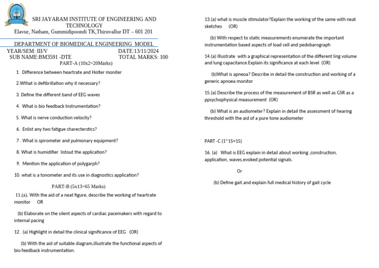 Dte Question Paper MODEL QUESTION | PDF | Physiology | Clinical Medicine