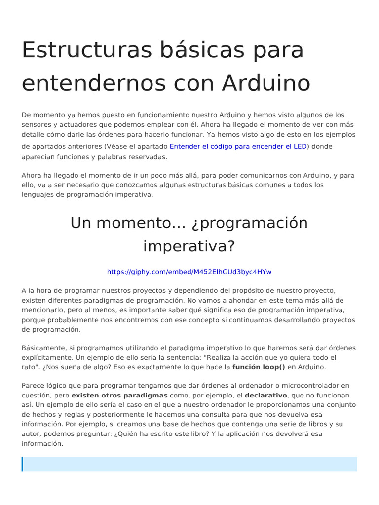 Estructuras Basicas para Entendernos Con Arduino 2 | PDF | Lenguaje de programación | Informática