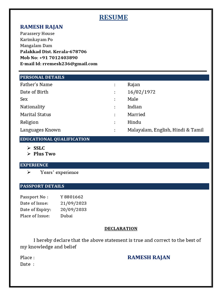 Ramesh Rajan Resume Summary | PDF